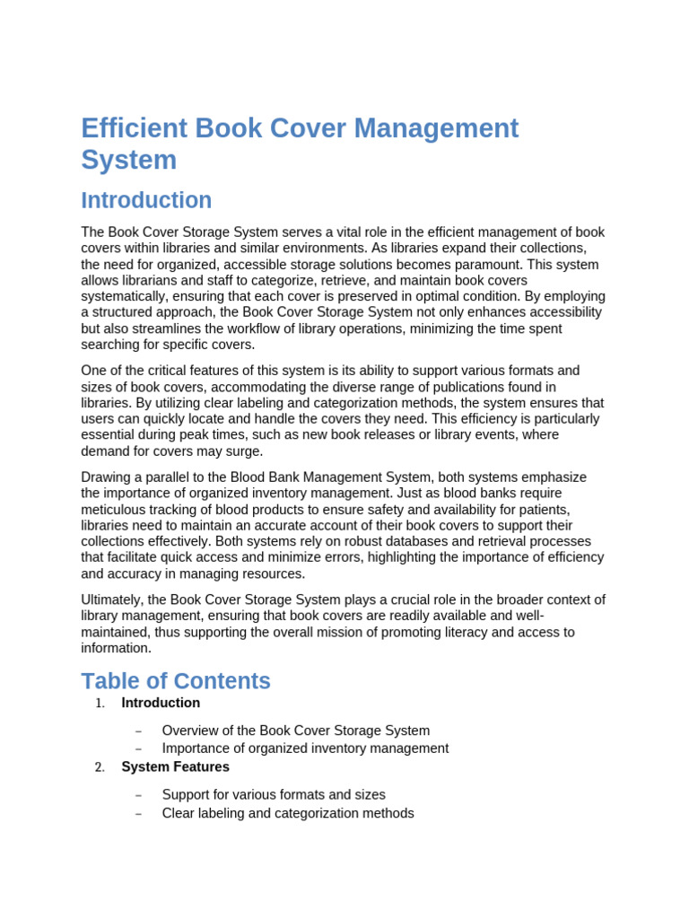Efficient Book Cover Management System | PDF | Databases | Libraries