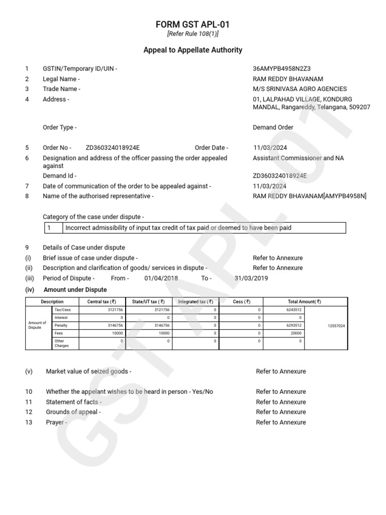 GST APL-01 | PDF | Taxes | Fee