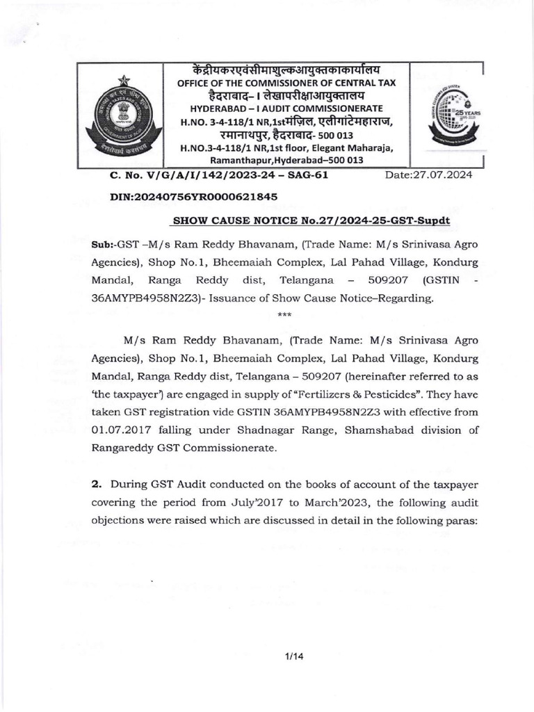 SCN Ram Reddy Bhavanam Comp | PDF | Value Added Tax | Taxes