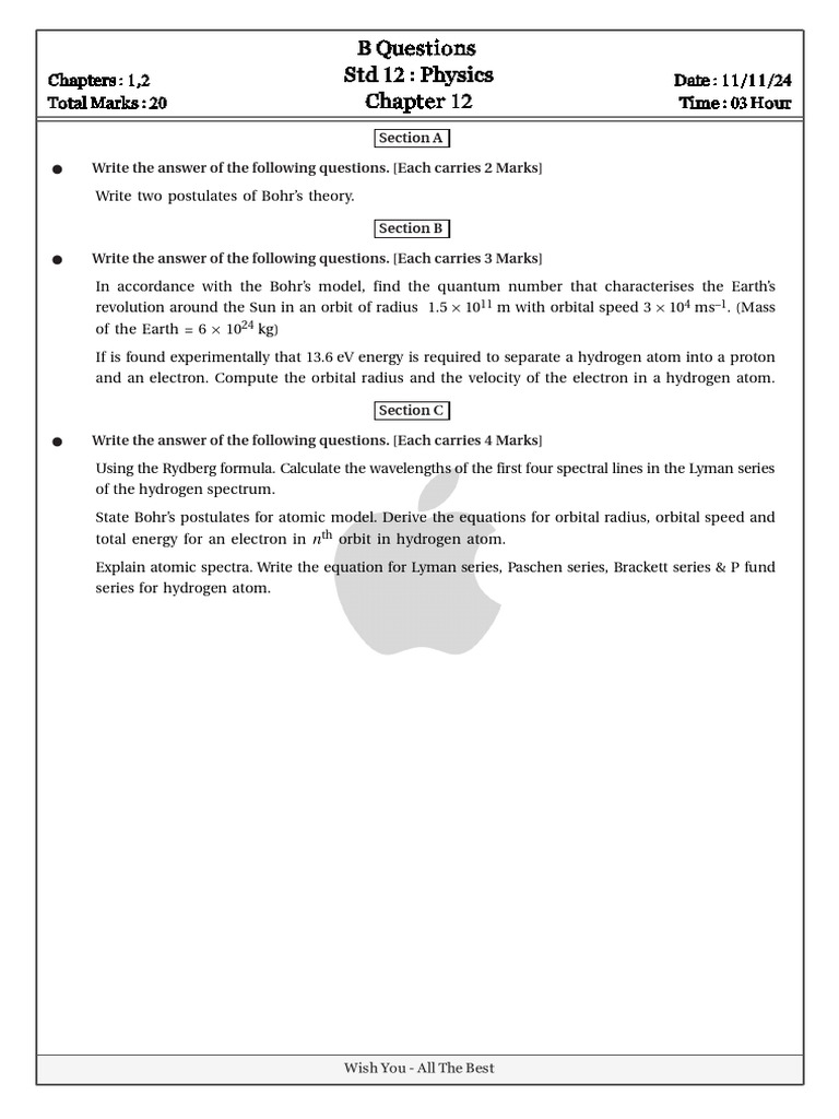 Physics Board Question Chapter12 | PDF