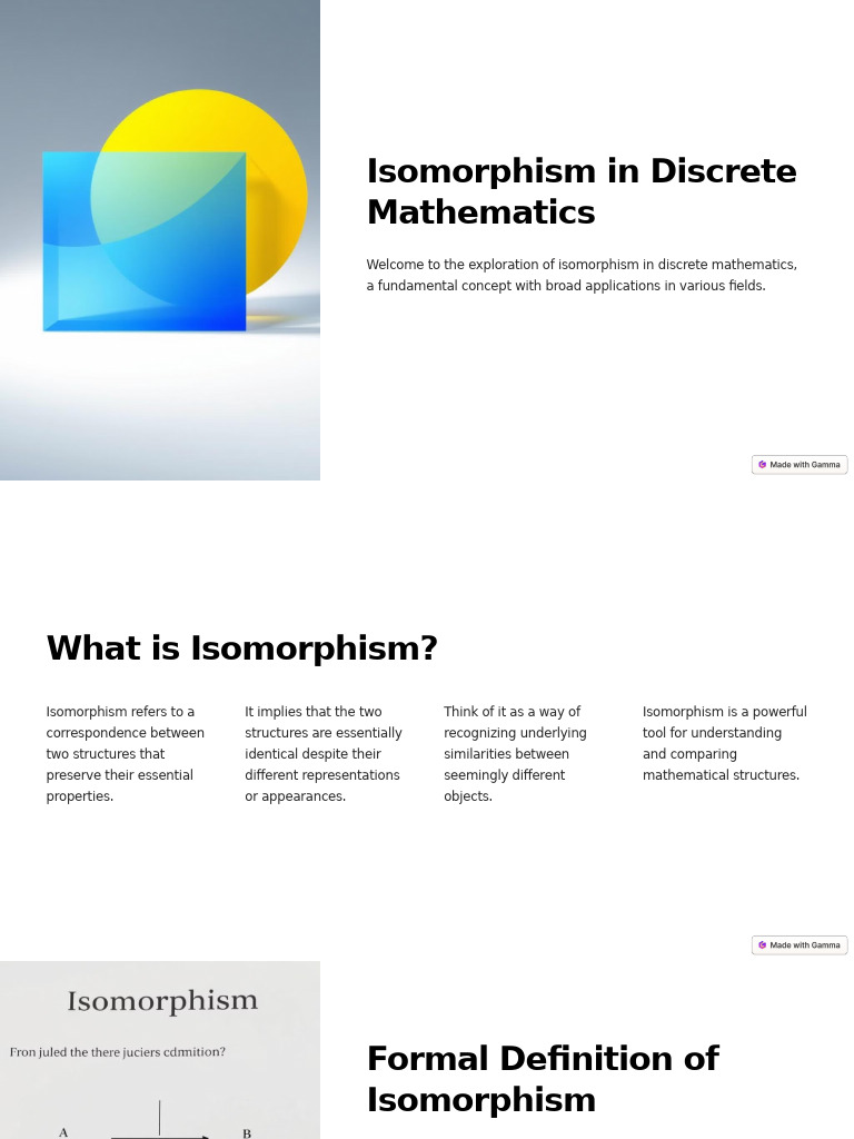 Isomorphism in Discrete Mathematics | PDF | Group (Mathematics) | Field (Mathematics)