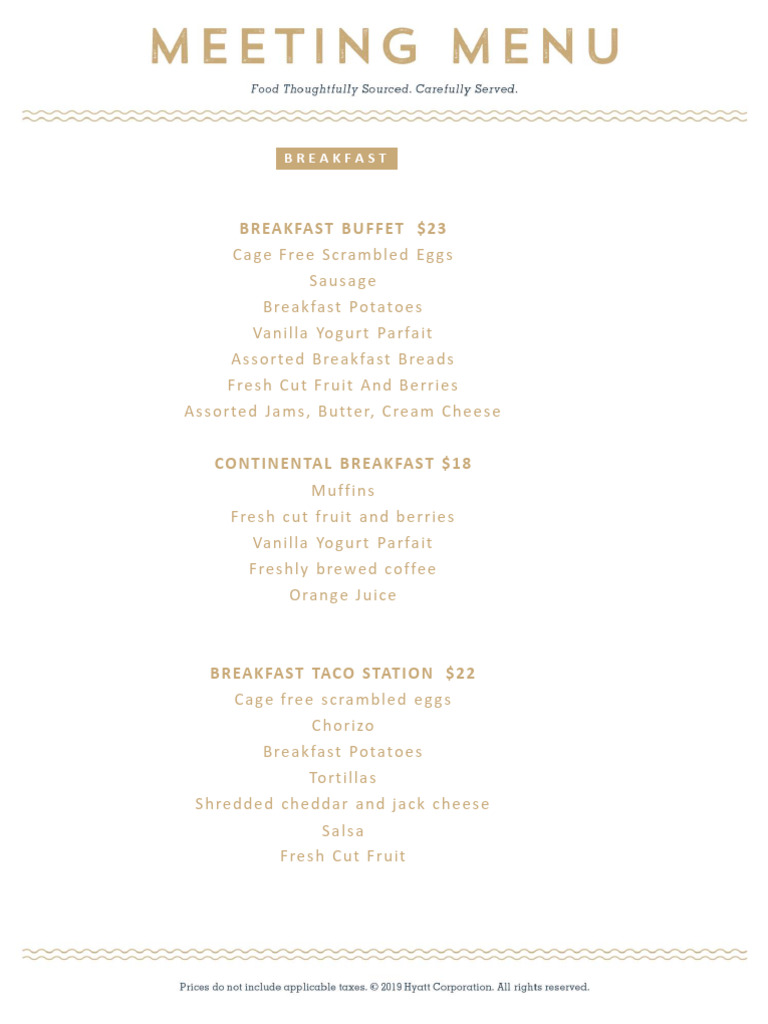 Hyatt Place Special Events Catering | PDF | Breads | Cuisine