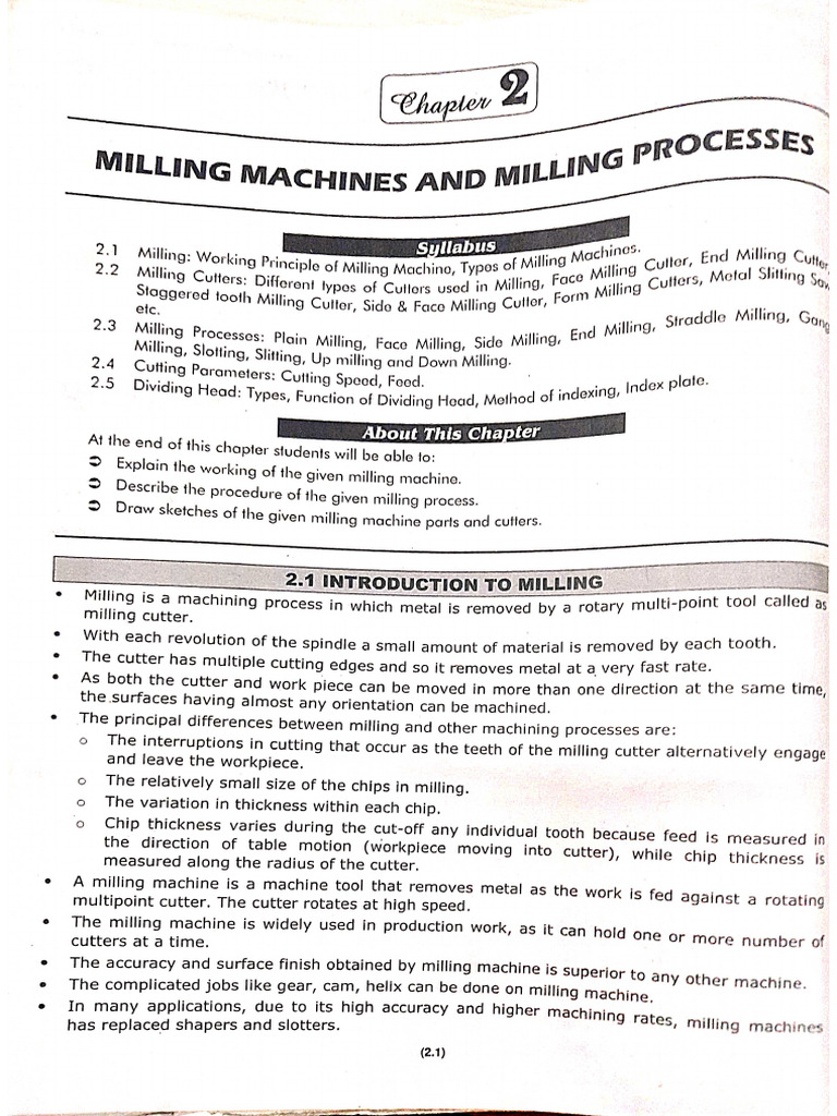 Unit 2 Milling Machine PDF | PDF