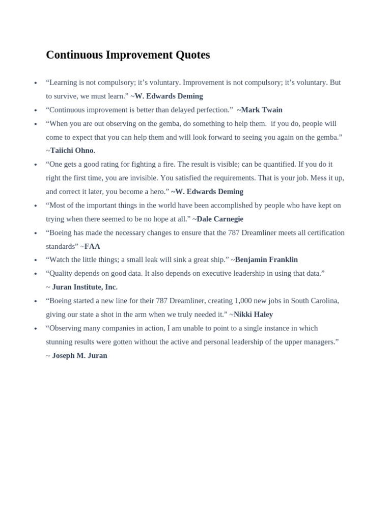 Continous Improvement Quote | PDF