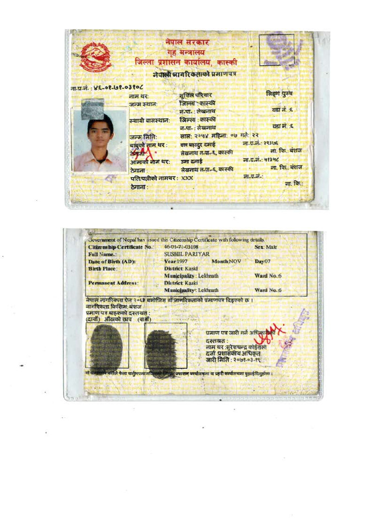 Citizenship of Sushil Pariyar | PDF