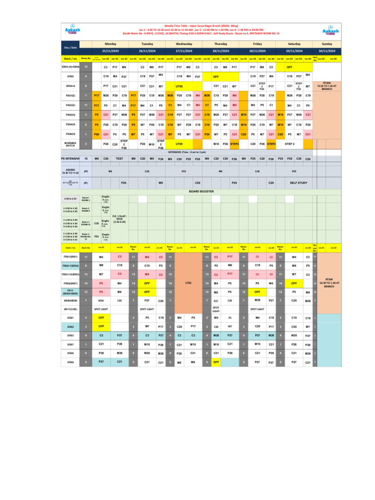 Engineering_Wing_Time Table_25-11-2024 to 01-12-2024 | PDF