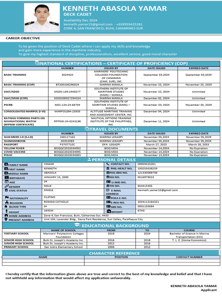 CV Kenneth Yamar A 20241212 093256 | PDF