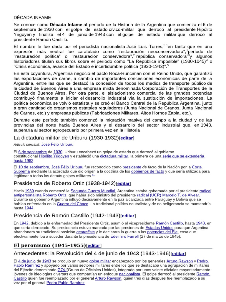 Década Infame | PDF | Argentina | Gobierno