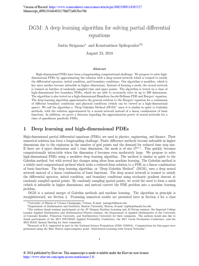 Deep Galerkin Method-2017 | PDF | Partial Differential Equation | Deep ...