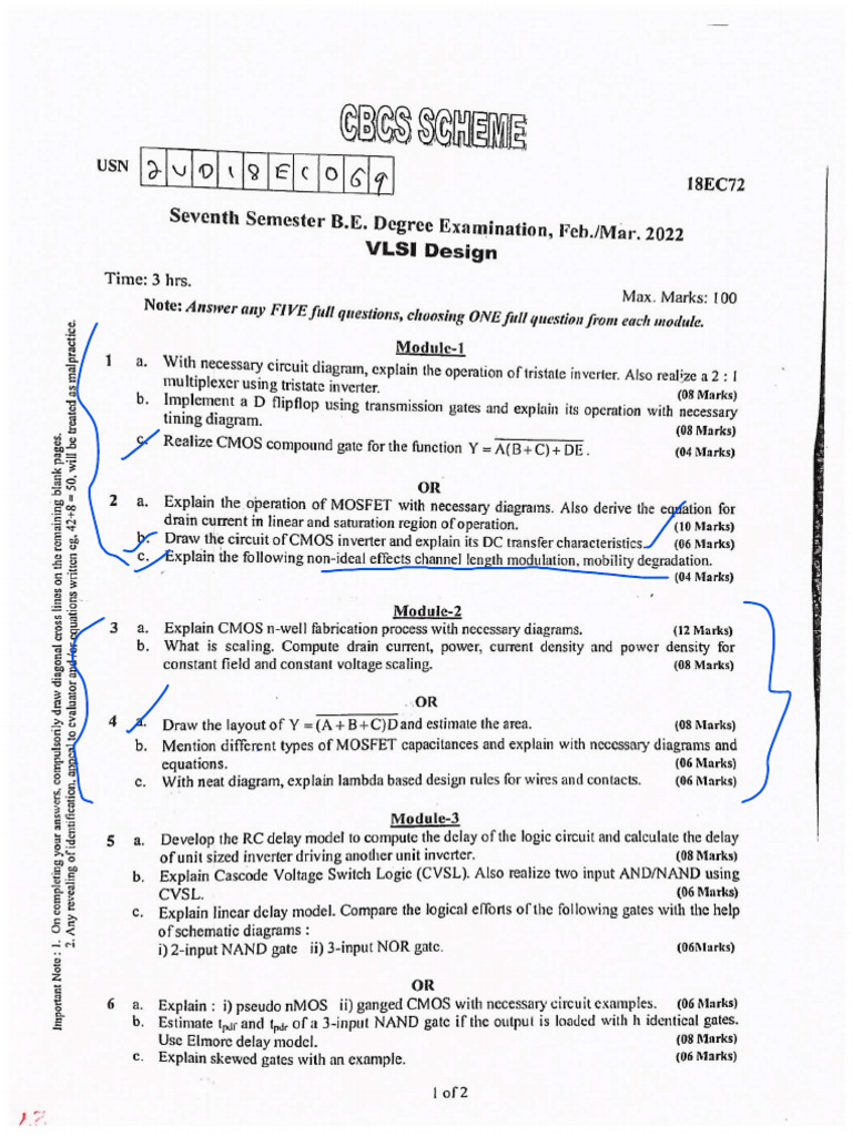 Vlsi Question Paper | PDF