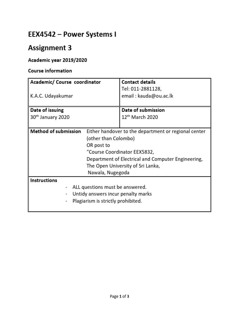 Eex4542 - Ass3 - 2019 - 2020 | PDF | Electrical Network | Transformer