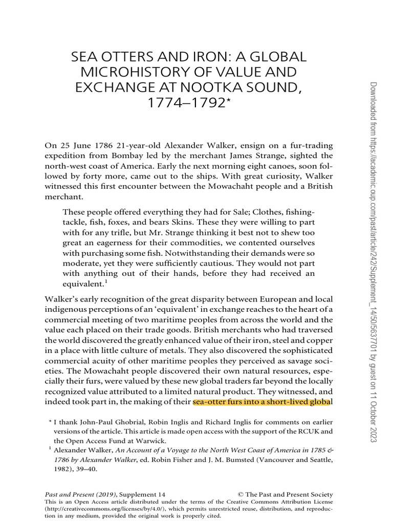 Sea Otters and Iron - A Global Microhistory of Value and Exchange at ...
