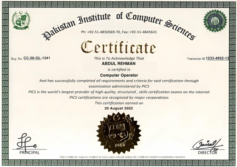 Certificate Computer Operator | PDF