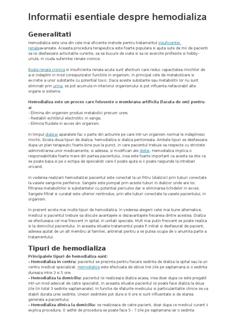 Hemodializa Si Dializa Peritoneala | PDF