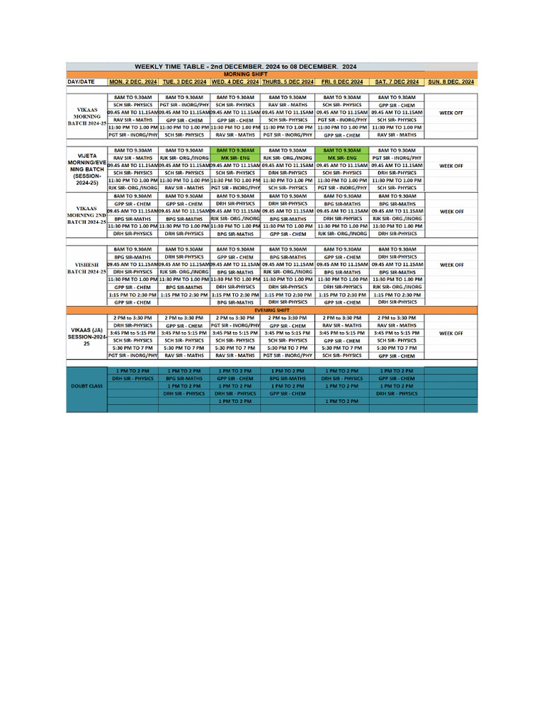Time Table | PDF