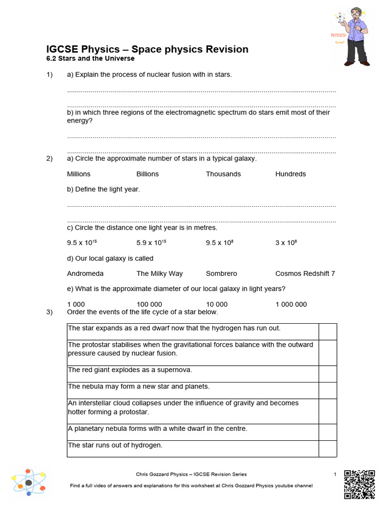 6 Space Physics Revision 6.2 Stars and the Universe IGCSE Physics Chris Gozzard Physics | PDF ...