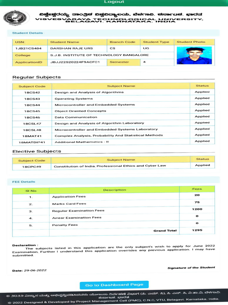 exam application sjbit | PDF | Mathematics | Computer Science