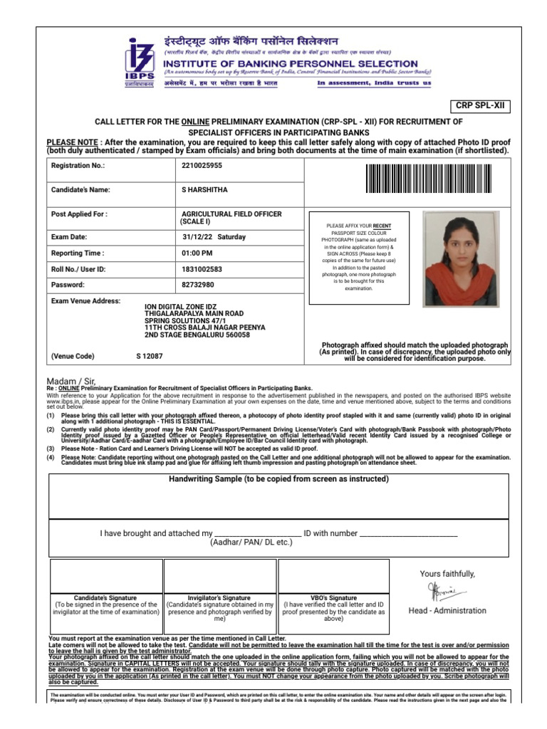 Ibps So Admit Card | PDF | Identity Document | Driver's License