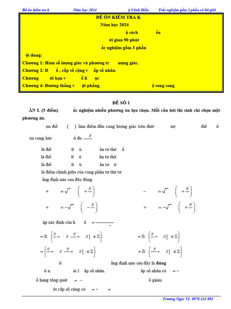10 de on Tap Cuoi Ki 1 Toan 11 Canh Dieu Nam 2024 2025 Co Dap an Va Loi Giai | PDF