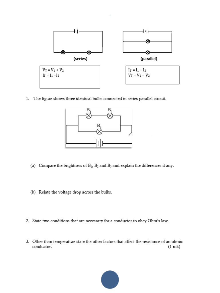Current 2 Quiz | PDF | Series And Parallel Circuits | Resistor