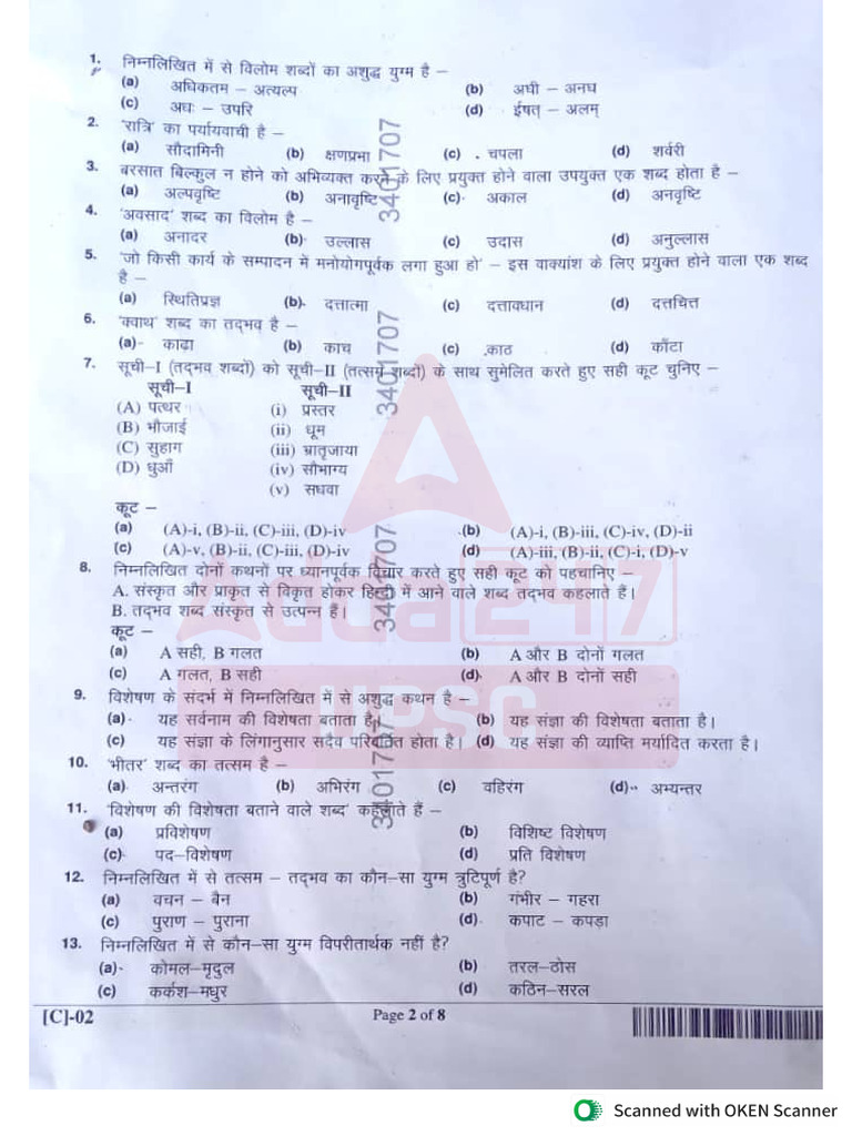 Uppsc Ro Aro Hindi Paper | PDF