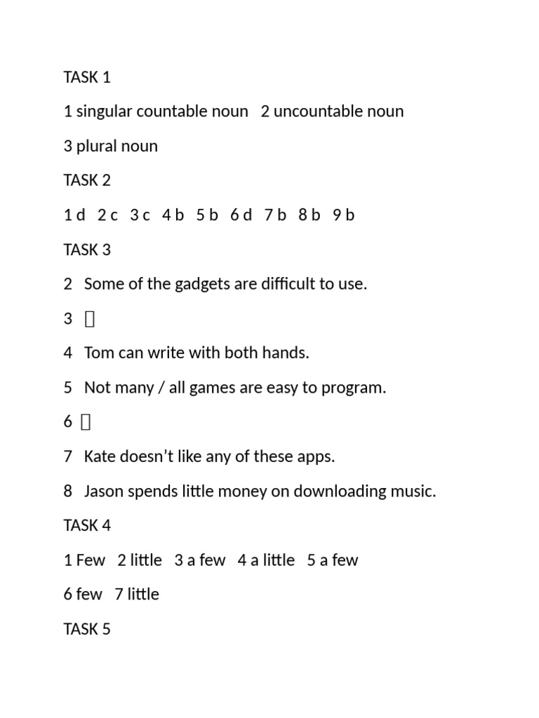 English Noun Usage and Student Tasks | PDF