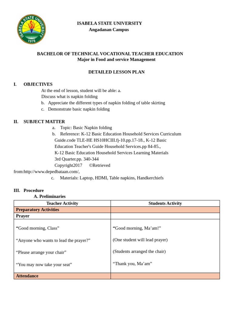 Lesson Plan | PDF | Restaurants | Lesson Plan