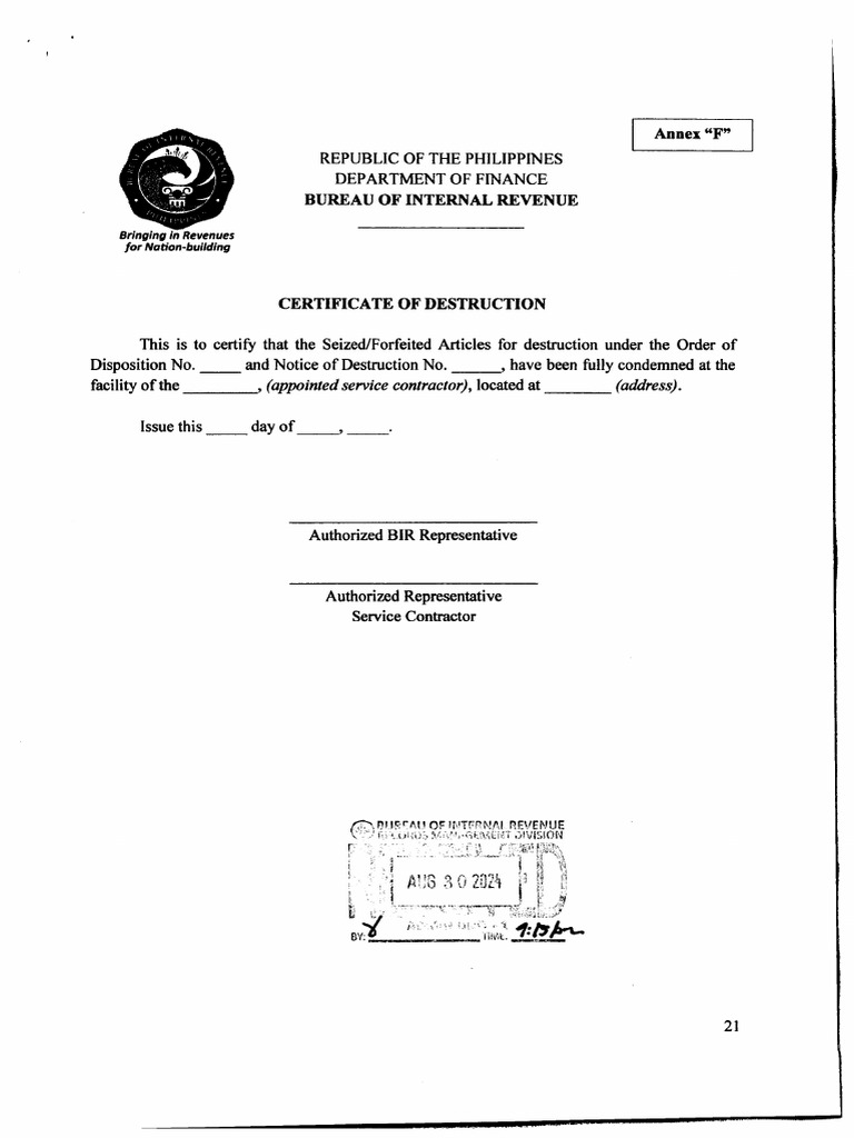 Rmo No. 33-2024 Annex f | PDF