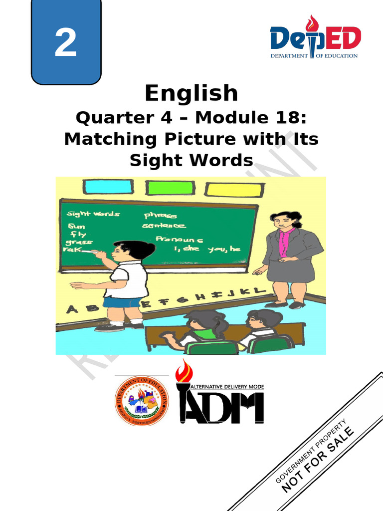 English2 q4 Mod18 Matchingpicturestoitssightwords v5 | PDF | Learning | Teachers