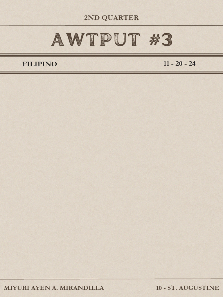 Awtput #3 | PDF