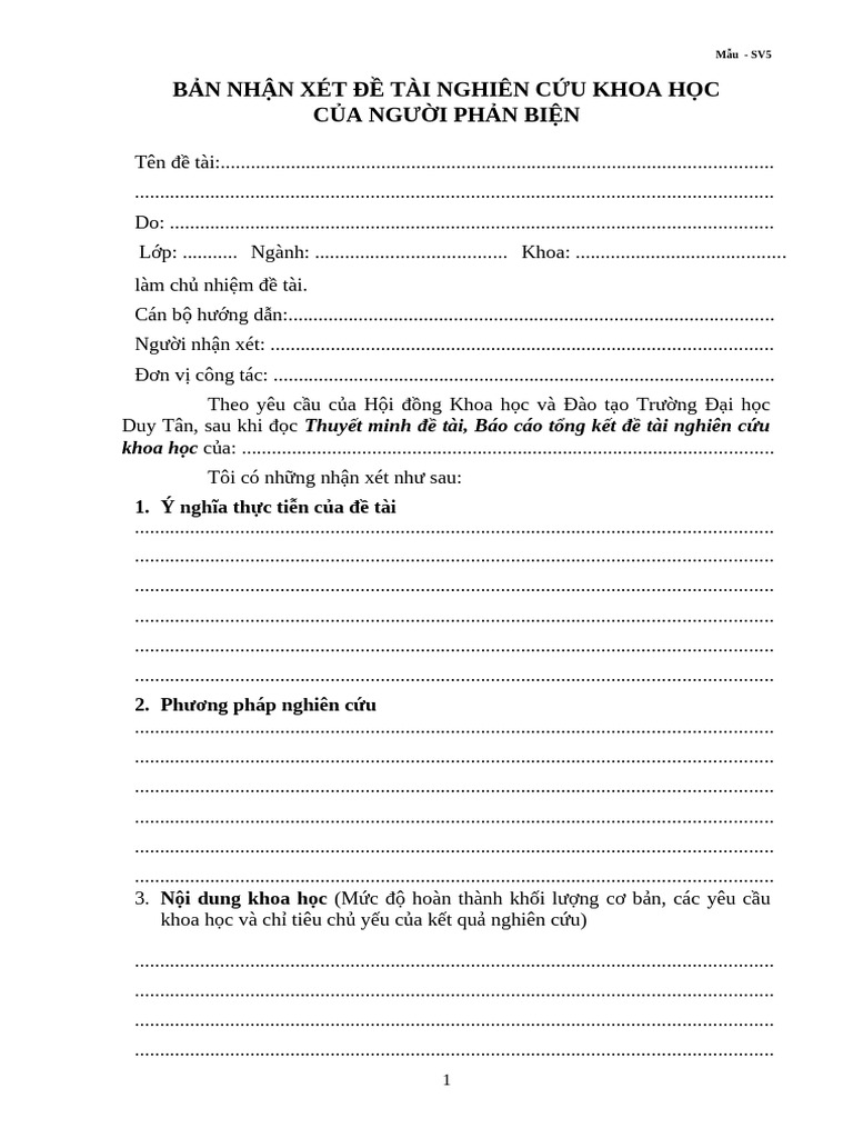 Sv5 Bannhanxet DTNCKHSV Cua Phan Bien | PDF