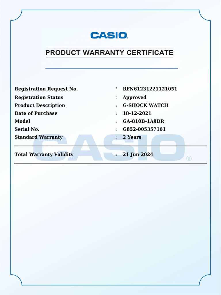 CASIO Warranty | PDF