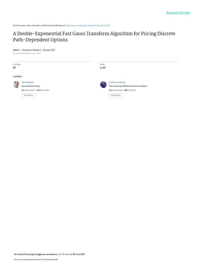 A_Double-Exponential_Fast_Gauss_Transform_Algorith | PDF | Option (Finance) | Black–Scholes Model