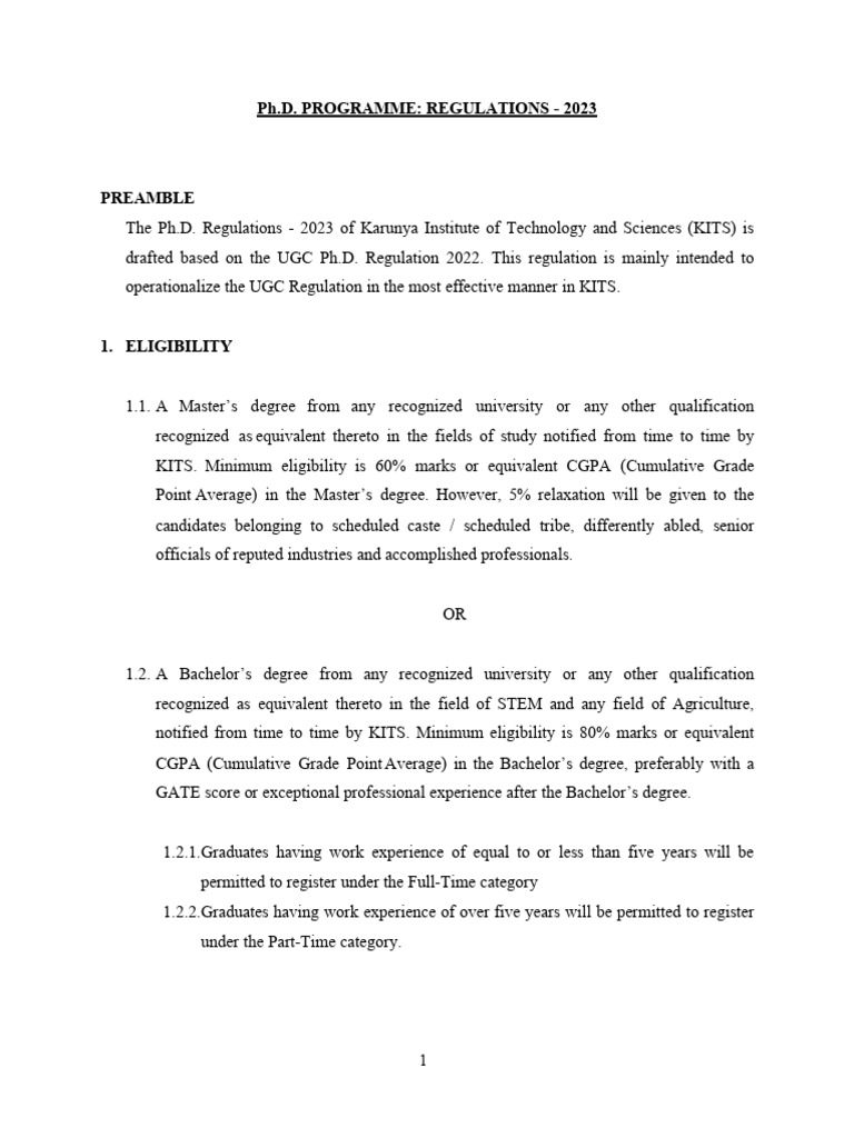 Ph.D. Research Regulations 2023 | PDF | Thesis | Doctor Of Philosophy