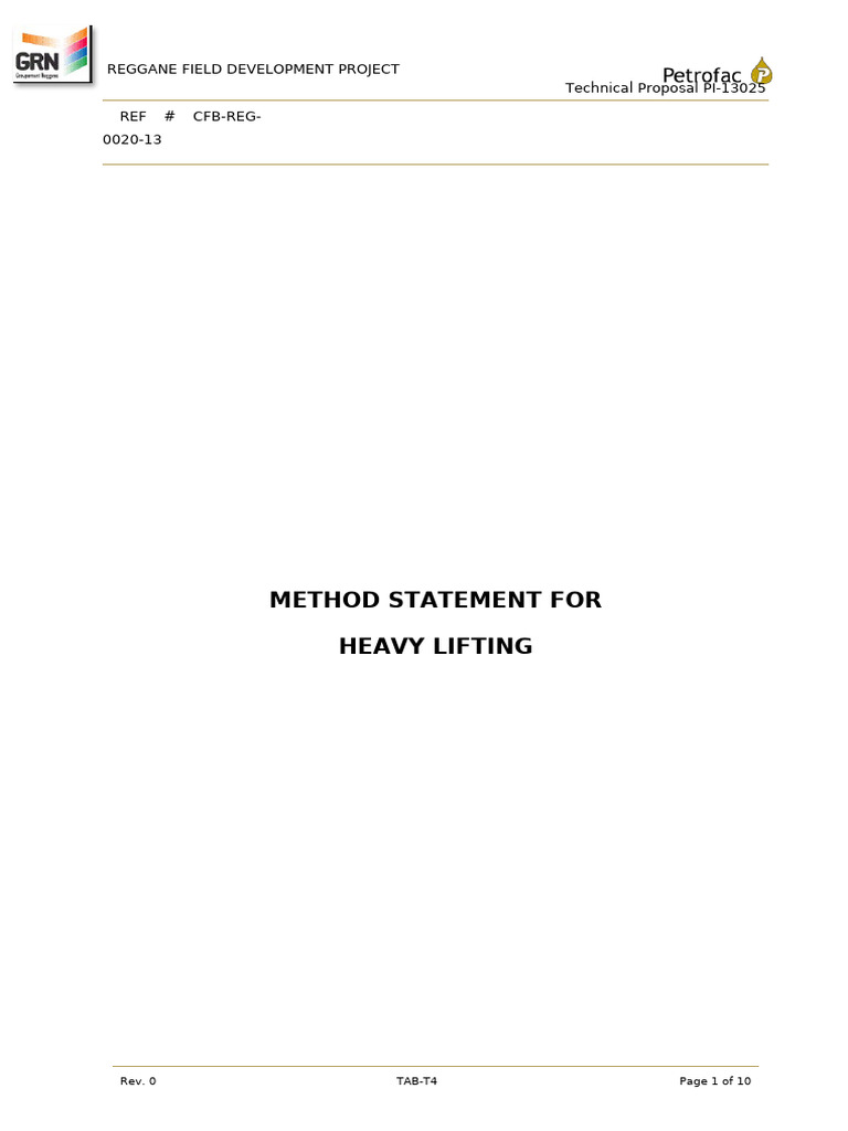 Method statement for heavy lifting | PDF | Crane (Machine) | Elevator