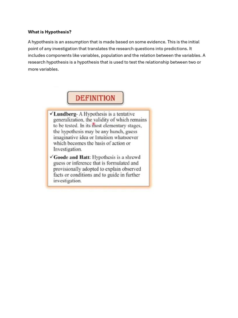 Hypotheses 1 | PDF | Hypothesis | Experiment