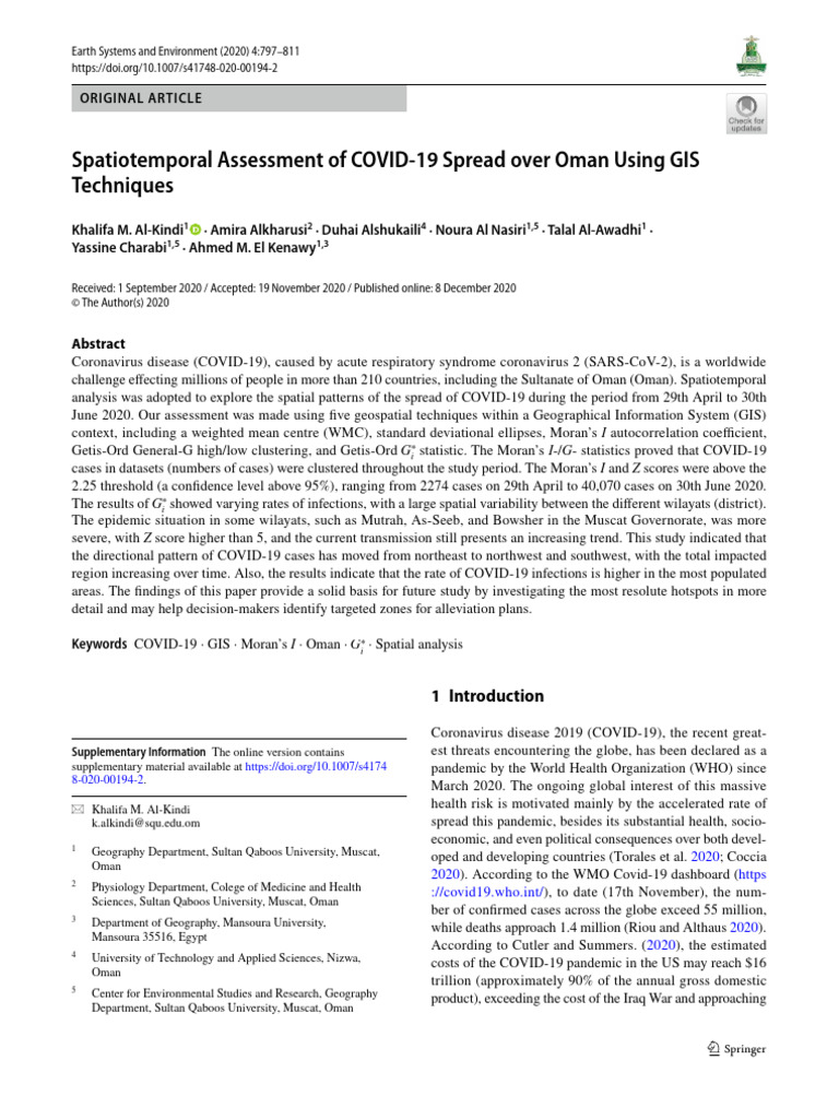 Spatiotemporal Assessment of COVID 19 SP | PDF | Geographic Information ...