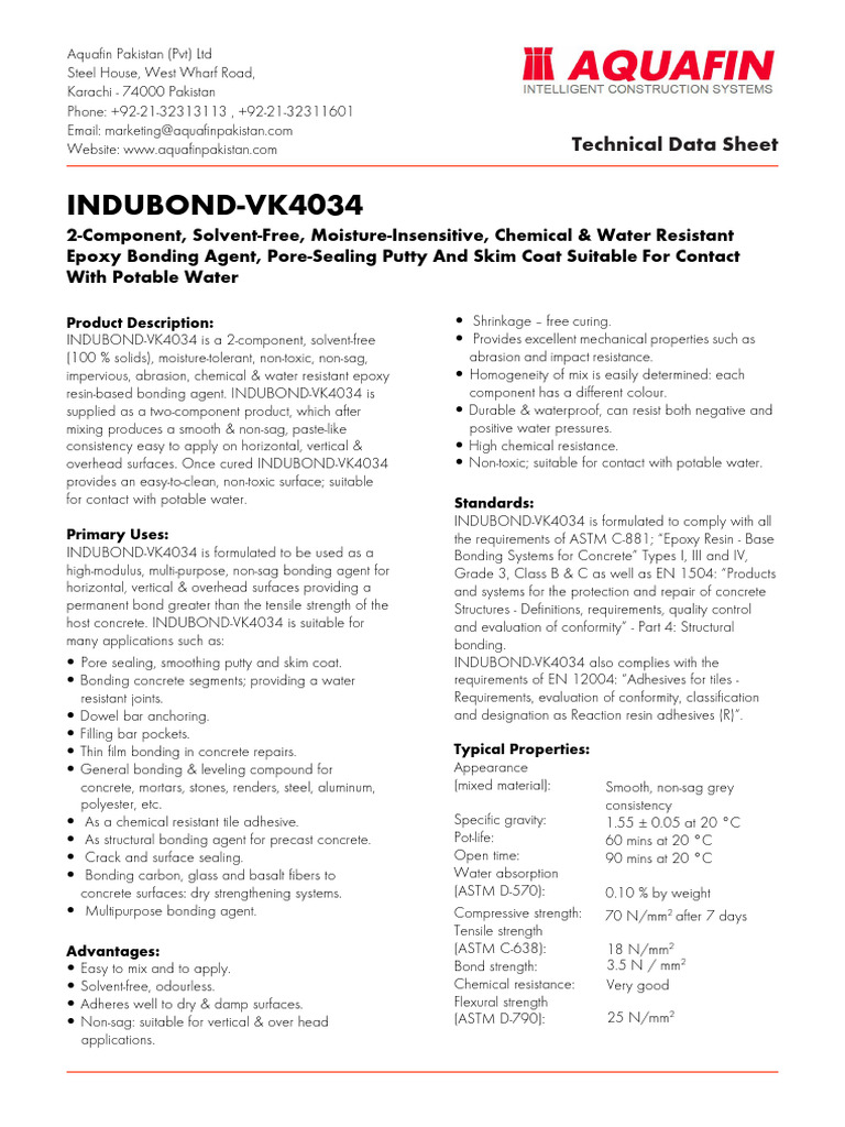 INDUBOND-VK4034 | PDF | Concrete | Adhesive