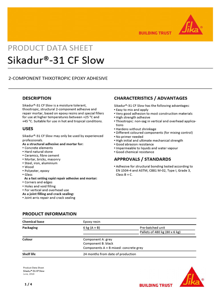 Sikadur-31 CF Slow | PDF | Concrete | Adhesive