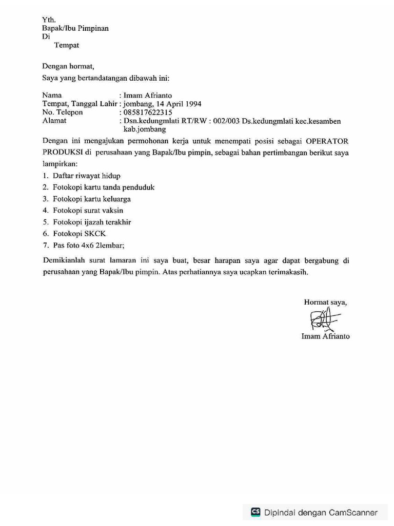 Surat Lamaran Pekerjaan - Compressed-Dikompresi | PDF