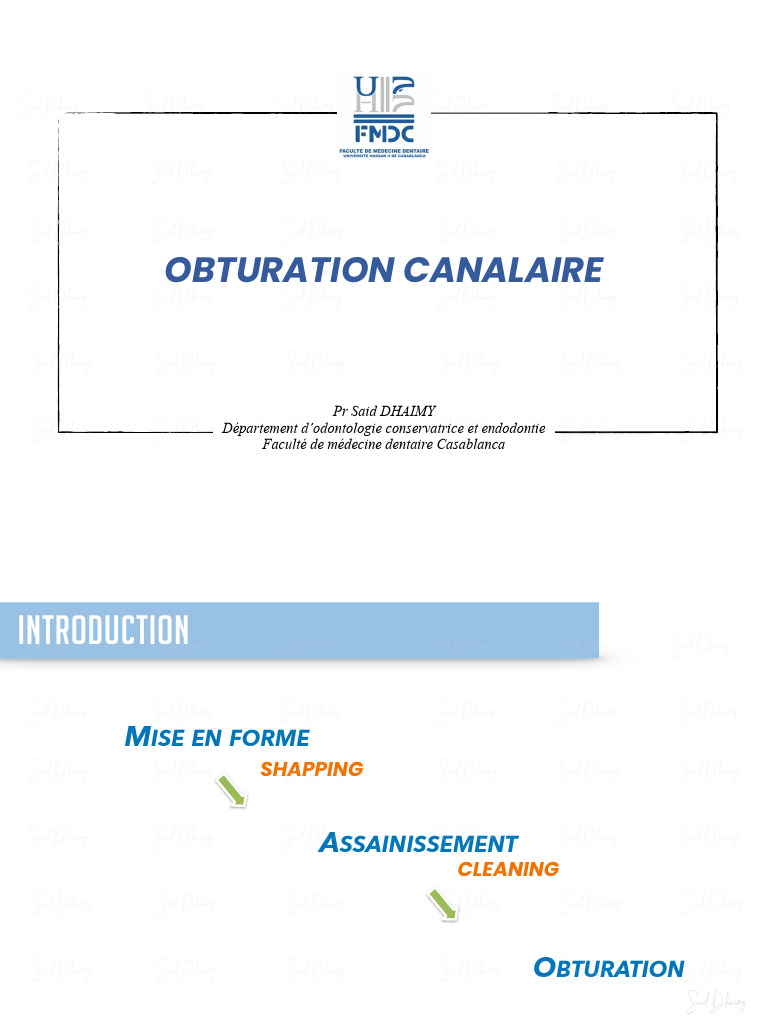 Obturation Canalaire | PDF | Medical Specialties | Dentistry Branches