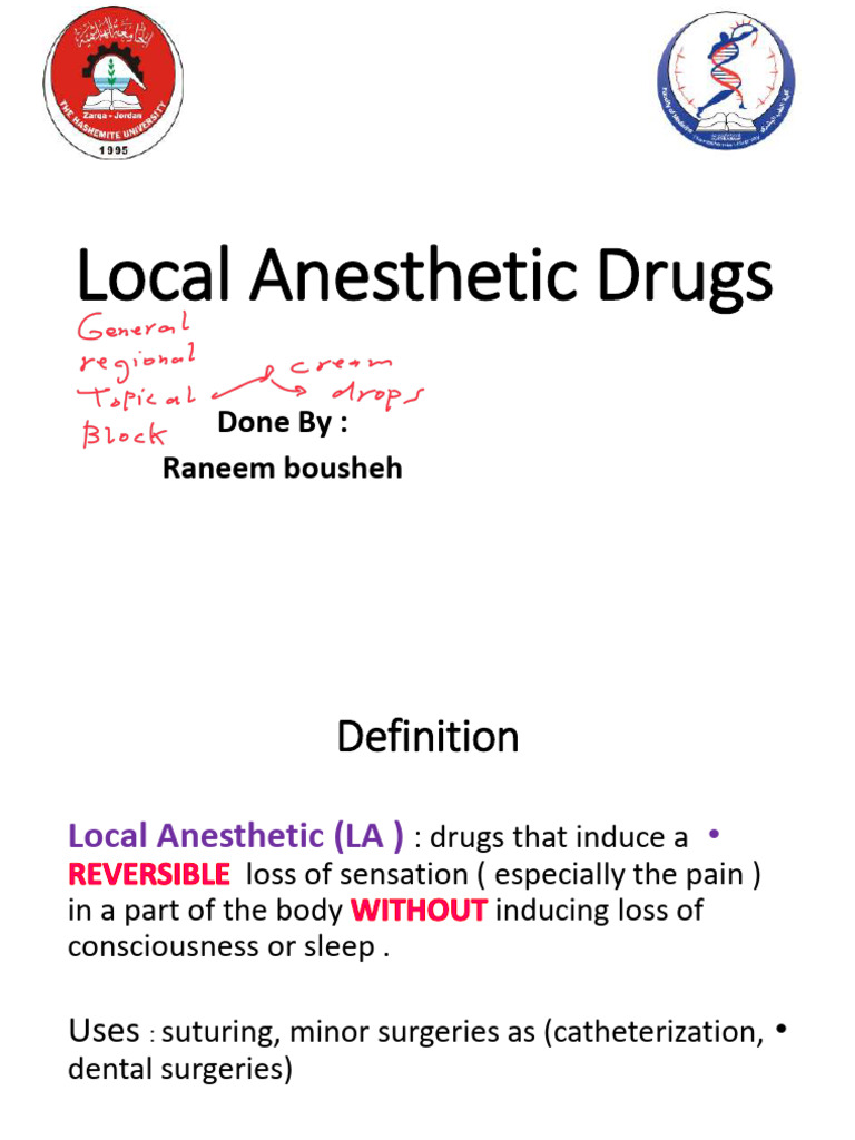 Local Anesthetic Drugs | PDF | Anesthesia