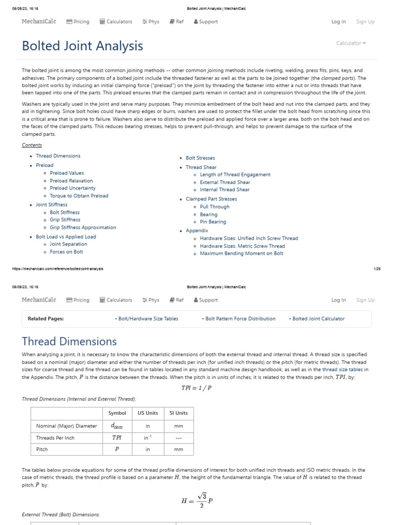 Bolted Joint Analysis - Bulloni Bolt Fastener | PDF | Screw | Strength ...