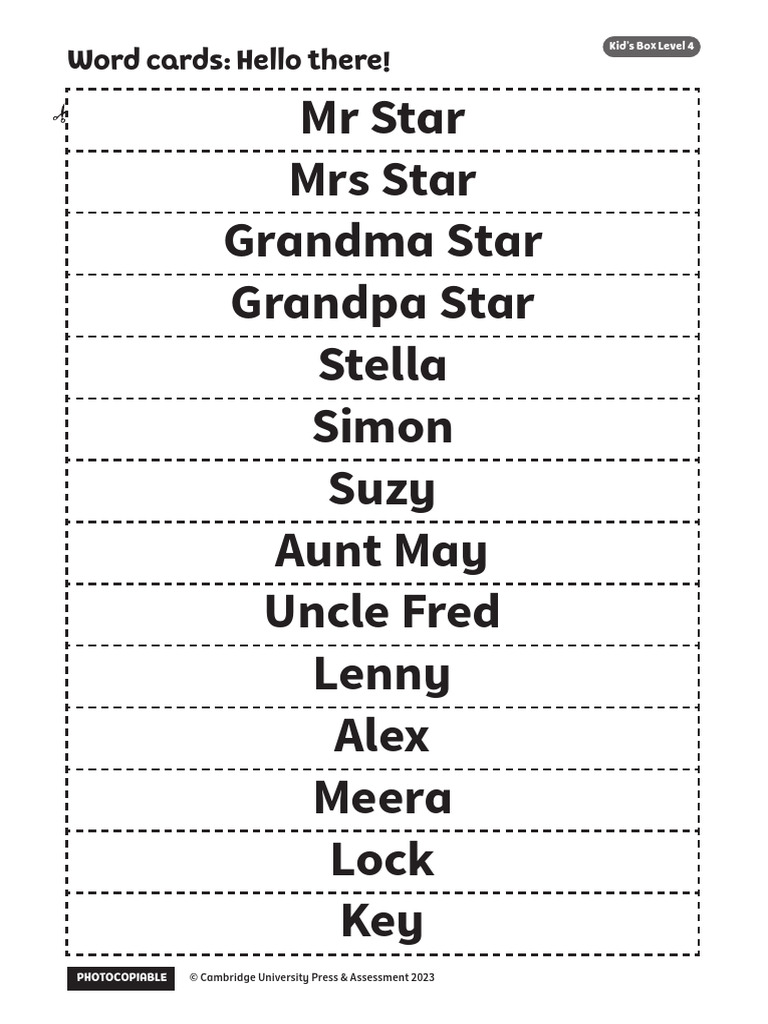 Kids Box New Generation 4 Wordcards | PDF