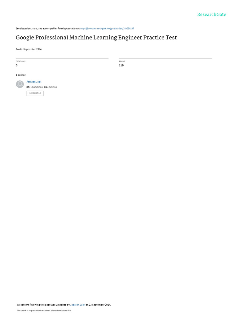 Google ML Engineer Practice Test Guide | PDF | Machine Learning | Cognition
