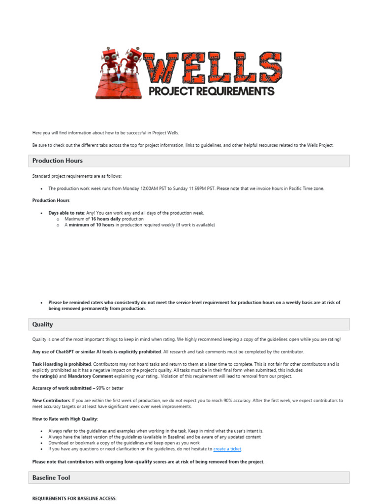 Project Wells Guidelines and Requirements | PDF | Software | Computing