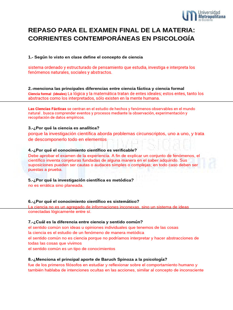REPASO FINAL | PDF | Experiencia | Sicología