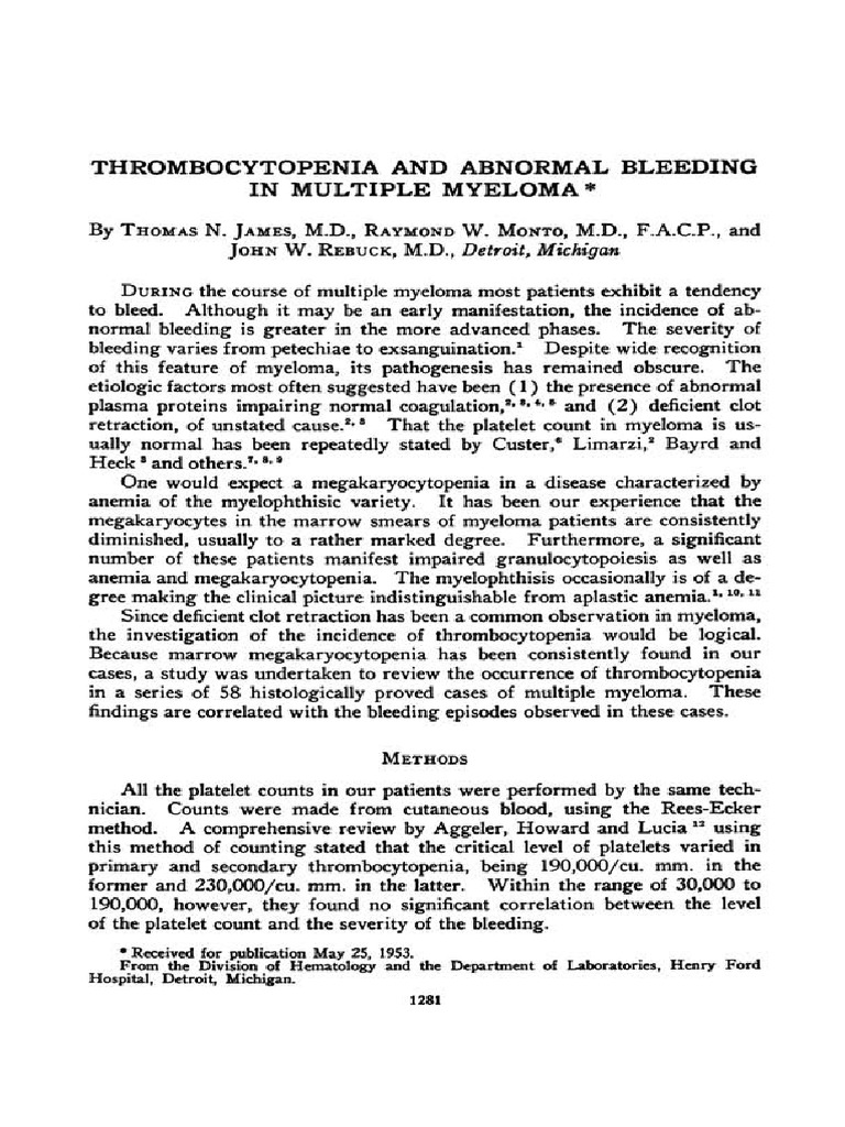 1953 thrombocytopenia-and-abnormal-bleeding-in-multiple-myeloma | PDF ...