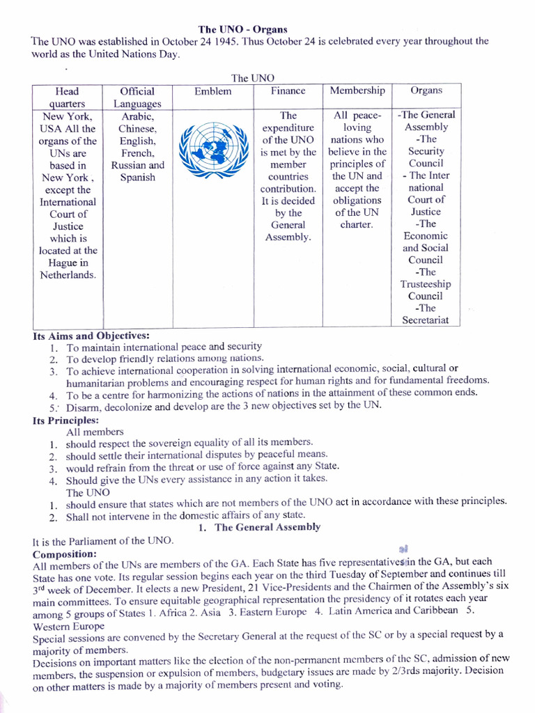 The UNO - Organs 21-Feb-2023 | PDF | United Nations | International ...