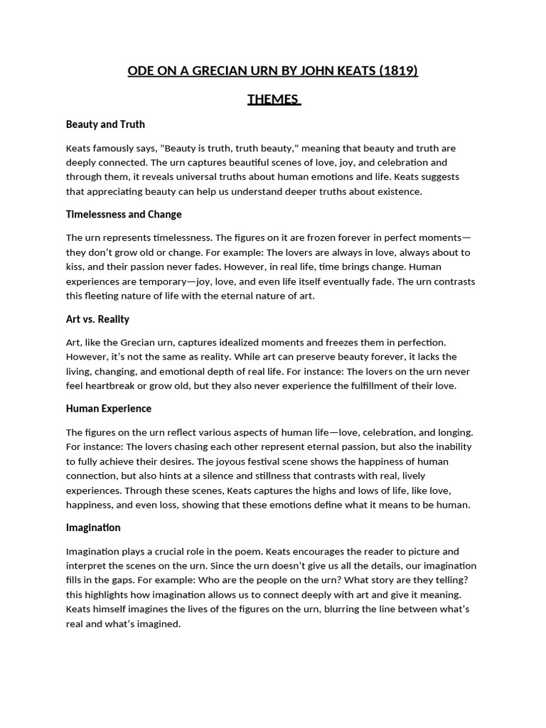 Ode On A Grecian Urn by John Keats | PDF